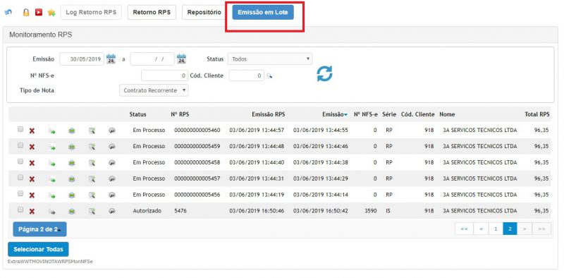 Emissão em Lote de NFS-e - Wiki - Centrium Sistemas